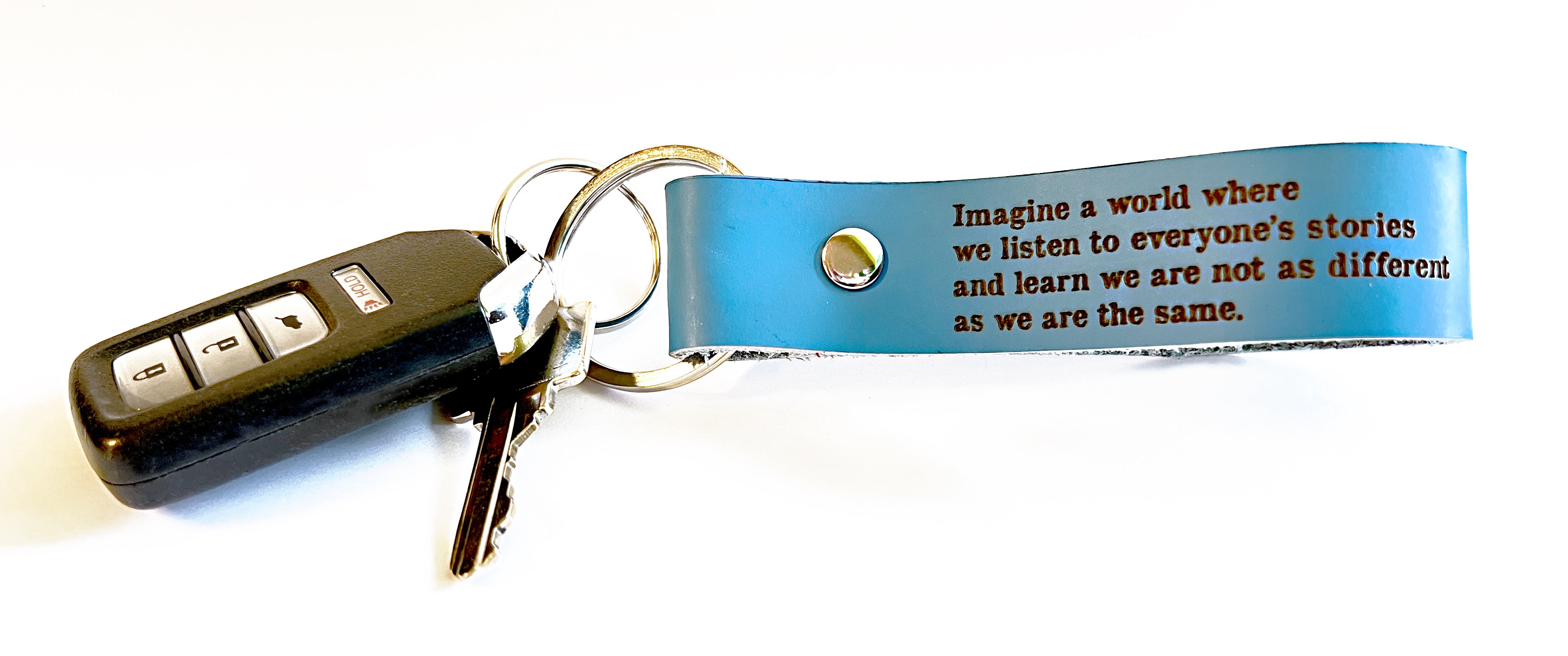 Beautiful leather Key Fobs with StoryPeople Stories